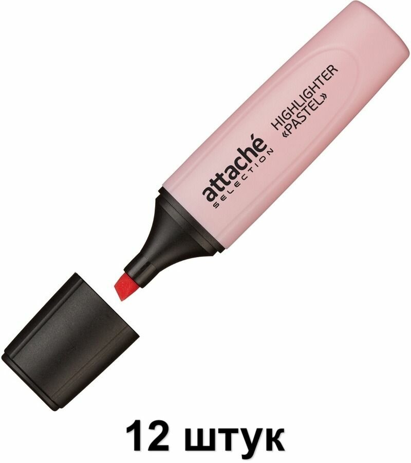 Attache Selection Текстовыделитель Pastel, розовый, 1-5 мм, 12 шт