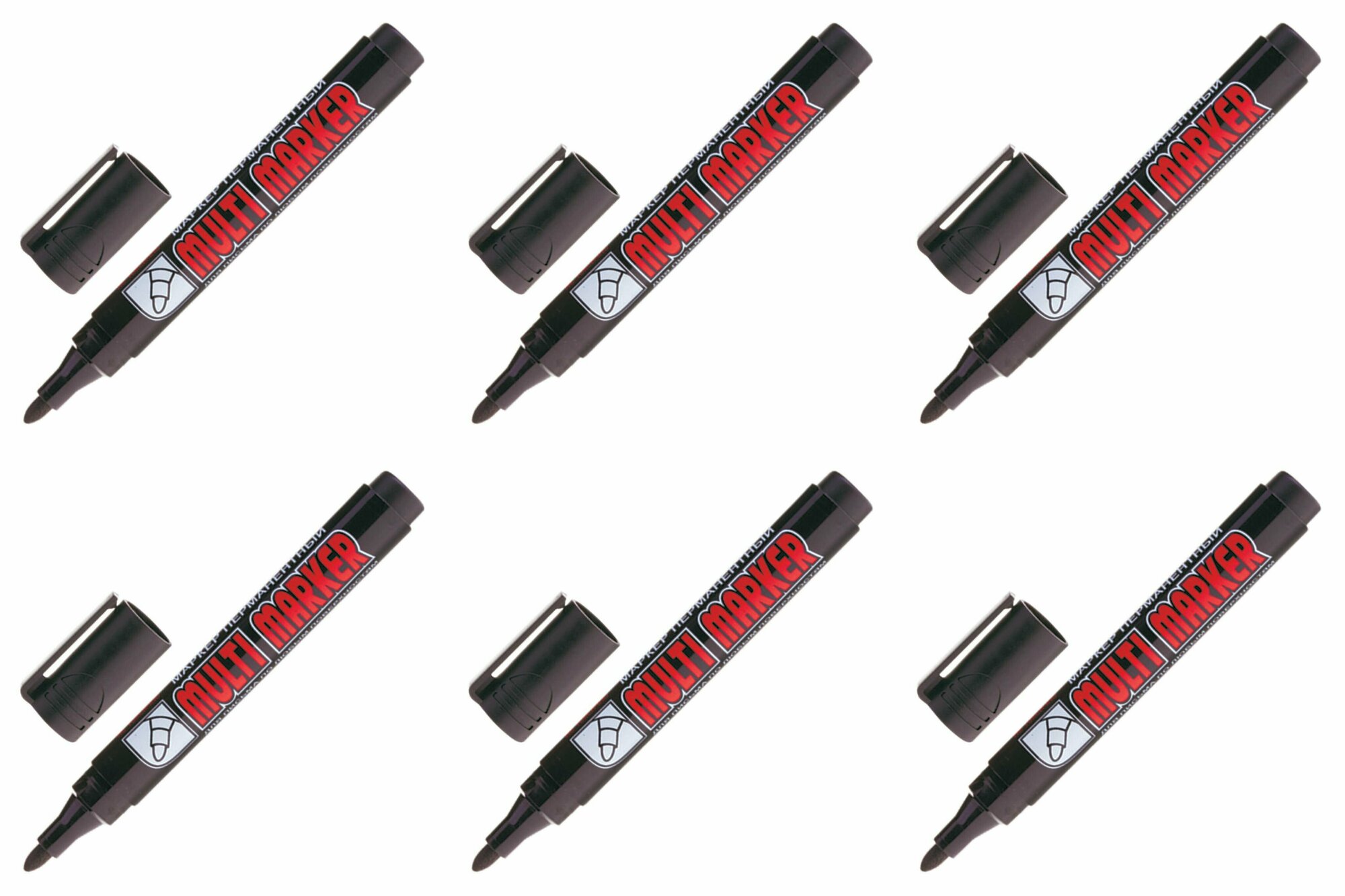 Crown Маркер перманентный Multi Marker, черный, 3 мм, 6 шт