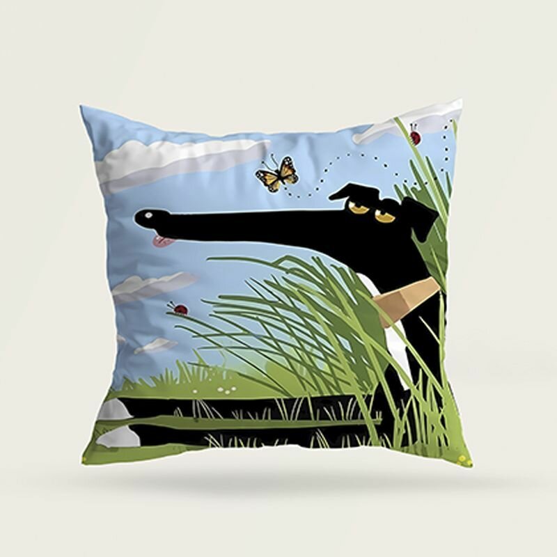 Подушка декоративная Ищейка на даче Собака Ищейка 40х40 велюр