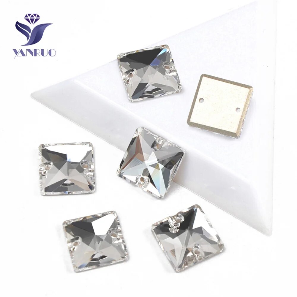 Стразы YANRUO 3240 квадратные 10-22 мм Серебряный, 14mm 16Pcs, Crystal