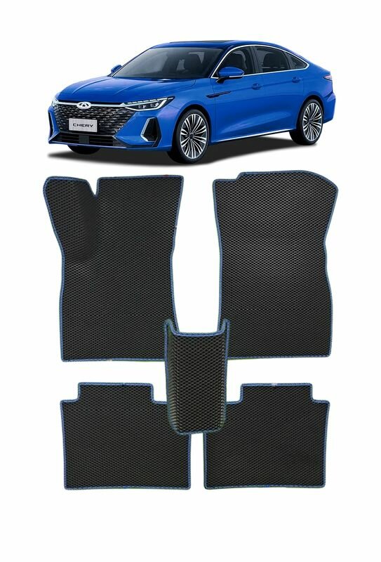 Ева коврики Chery Arrizo 8 2022 -/ Ева ЭВА ромб/ цвет Черный c красной окантовкой / EVA Smart / коврики в салон автомобиля Чери
