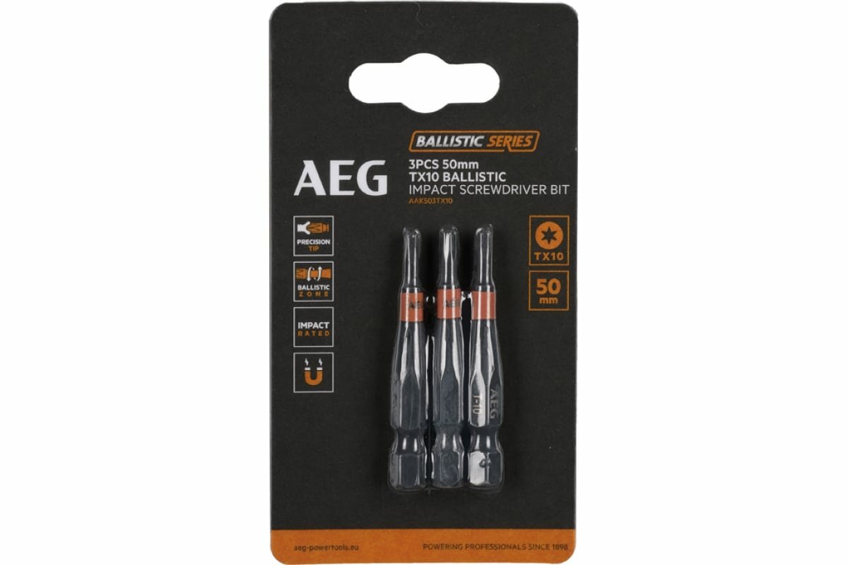 AAK503TX10 Биты ударные TX10 50 мм, набор 3 шт. для ремонта, совместимы с AEG 4932479186