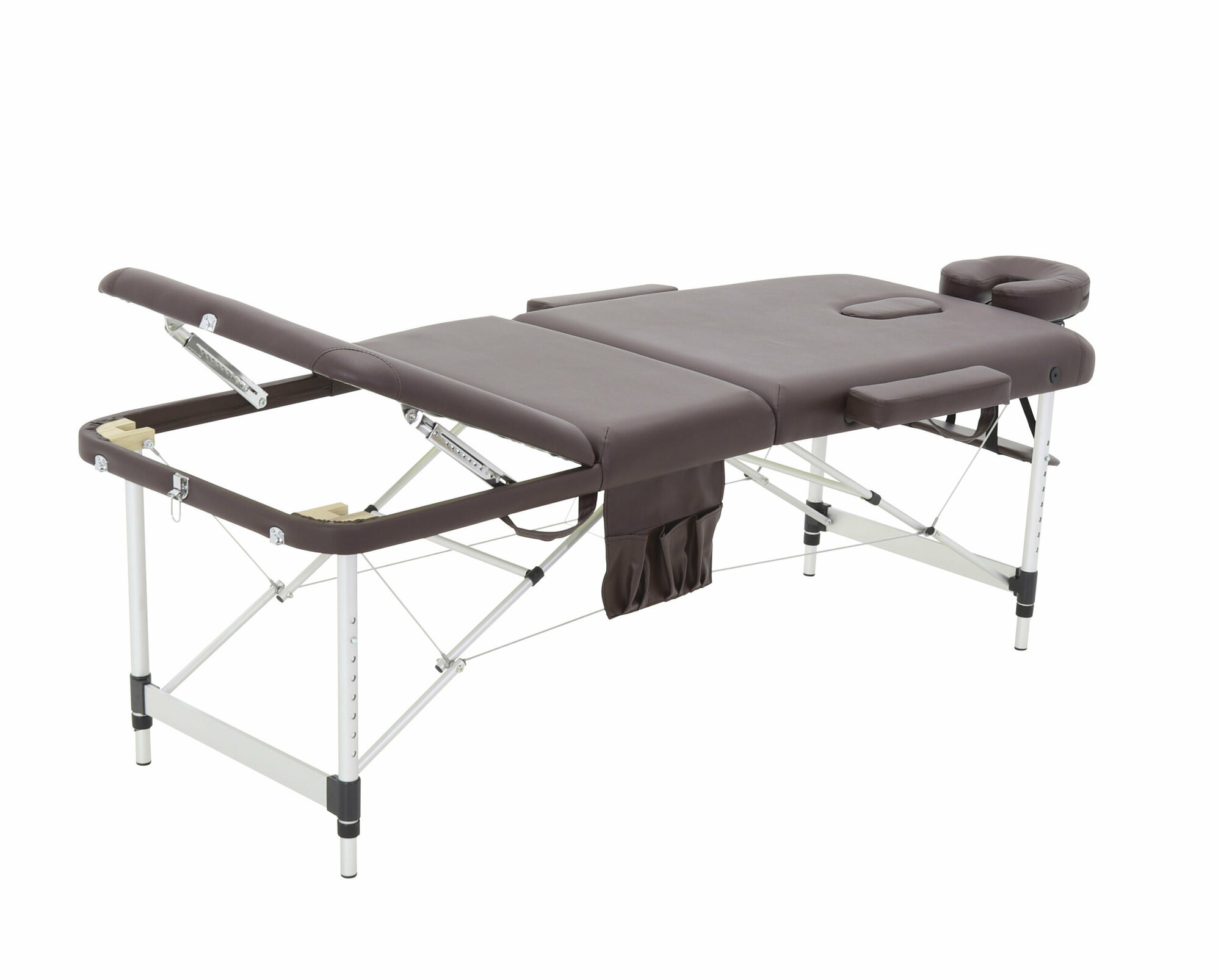 Стол массажный складной алюминиевый JFAL01A 3-х секционный (коричневый)