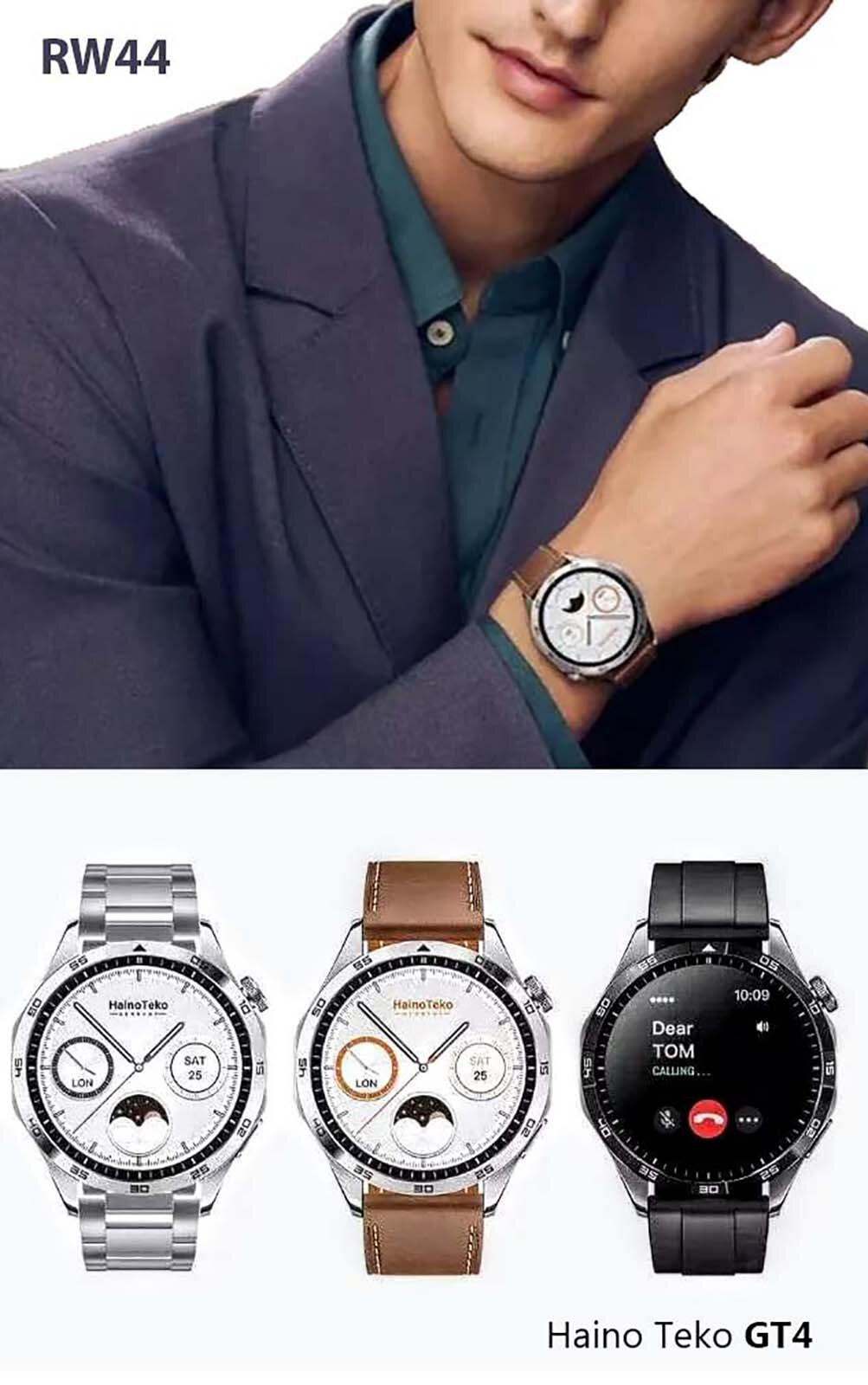 Умные смарт часы Haino Teco GT4 Black, HD AMOLED экран 46мм. Давление, пульс, температура, разговор, отслеживание сна