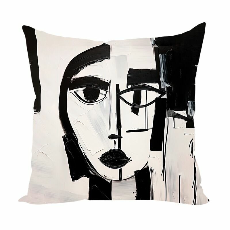 Чехол для подушки Черно-белая мадам Пикассо 40х40 велюр