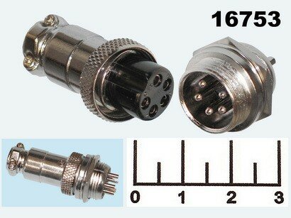Разъем 5pin в комплекте хром GX12 (MIC-12-5)