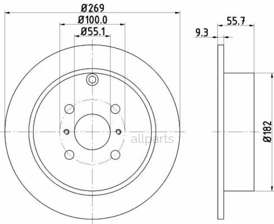 NISSHINBO ND1081K Диск тормозной задний [269x9,3] 4 отв. с покрытием полный
