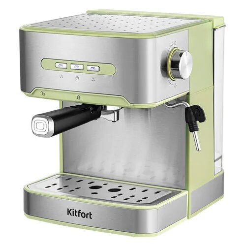 Кофеварка KitFort КТ-7442, рожковая, зеленый / нержавеющая сталь