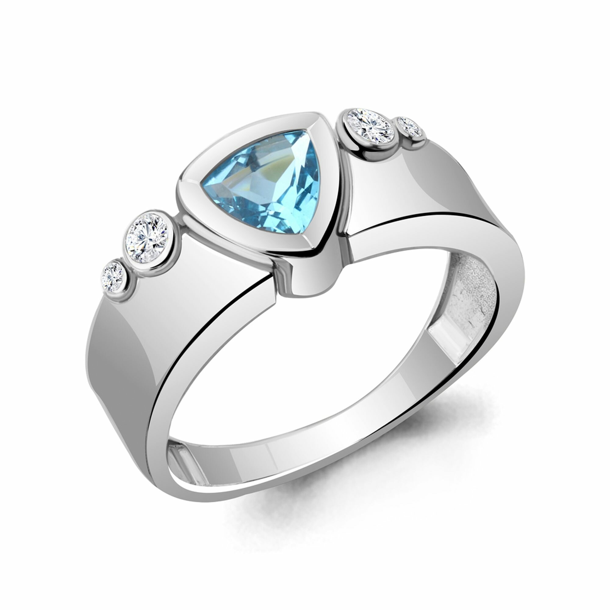 Кольцо, серебро, 925 проба, родирование, фианит, топаз