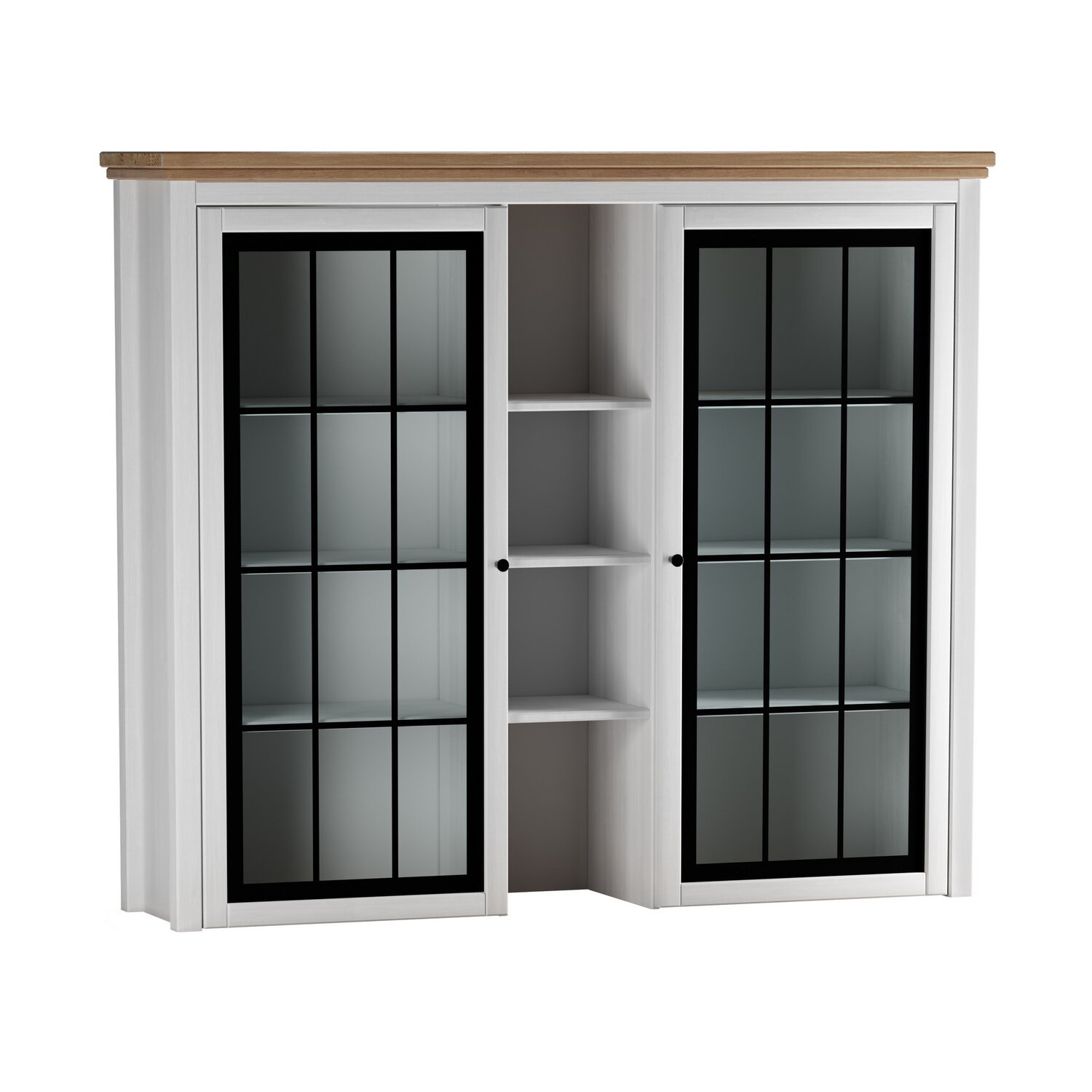 Надстройка 2223, верх буфета "Сканвуд", 116х135х43 см, массив дерева со стеклом, белый/антик