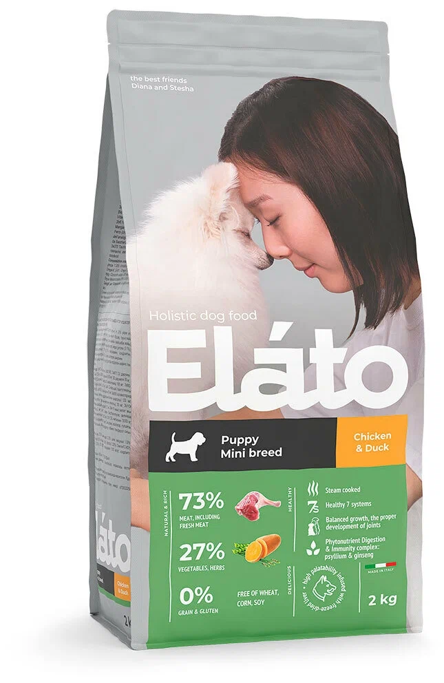 Elato Holistic сухой для собак мелких пород Курица и Утка 2кг