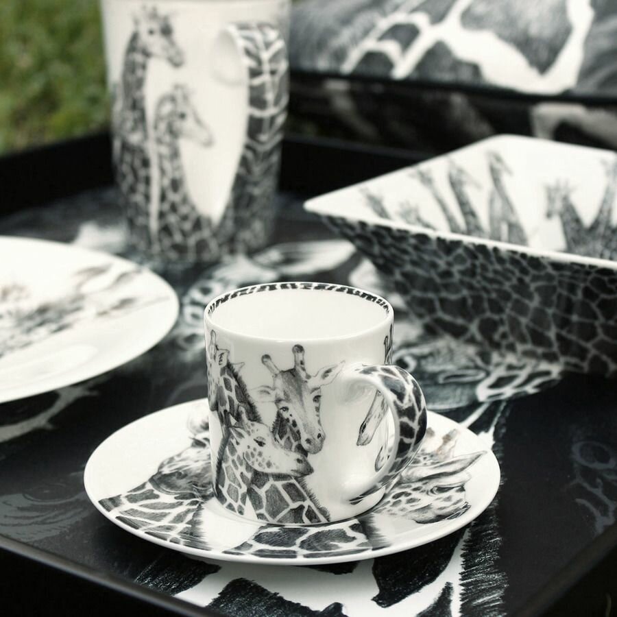 Кофейная пара, чашка для кофе с блюдцем, фарфоровая посуда TAITU Giraffe, 100 мл, WILD SPIRIT