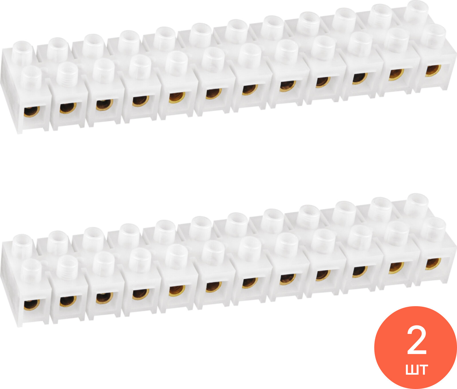 Клеммная колодка Navigator / Навигатор NTB-HPE-S12-80/WH винтовая, в корпусе из полиэтилена, белая, 12 полюсов, сечение 10-35мм2, 80А 400В / электрика (комплект из 2 шт)