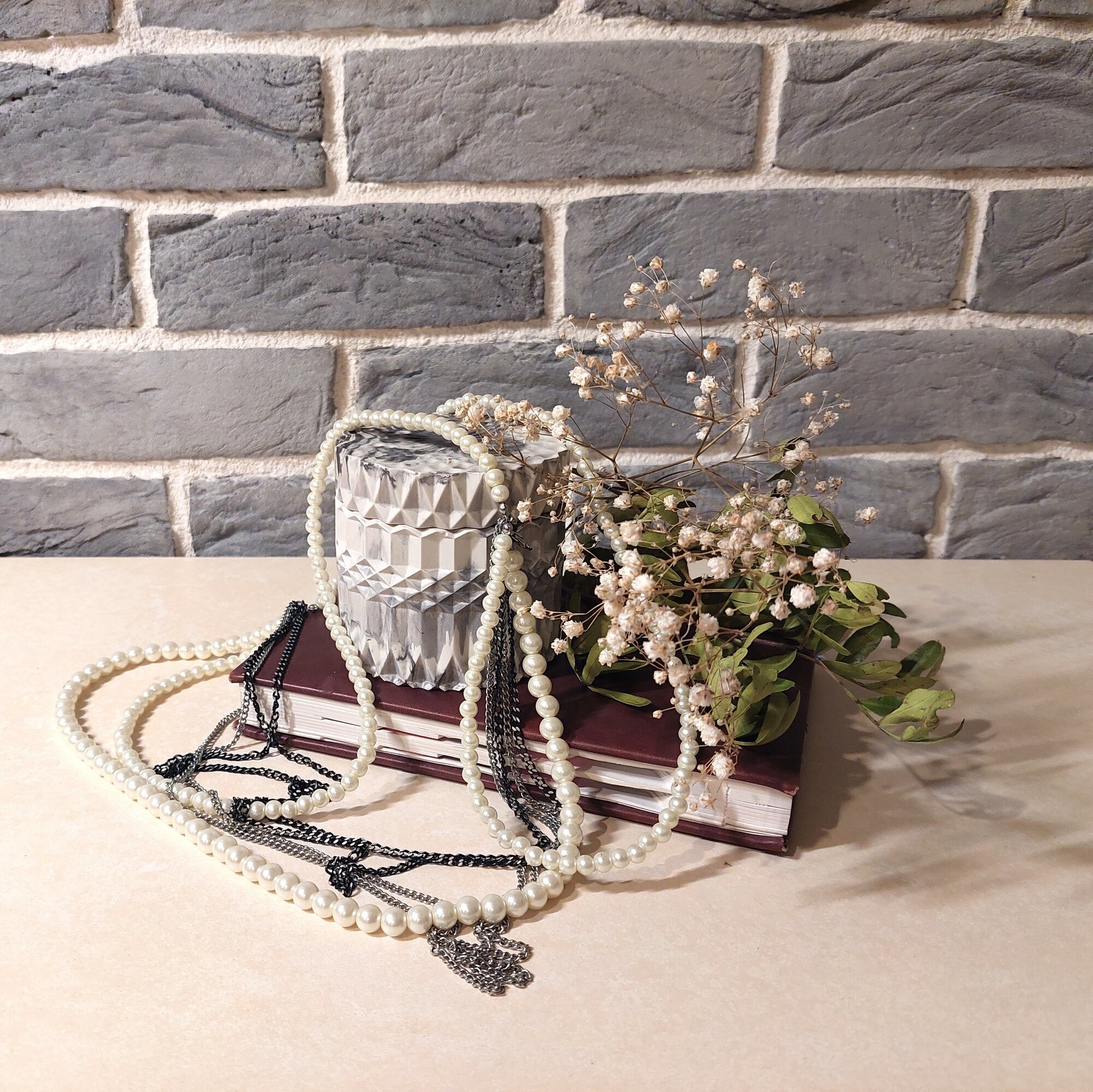 Шкатулка "Грани" из высокопрочного гипса от "Ателье декора", диаметр 9 см