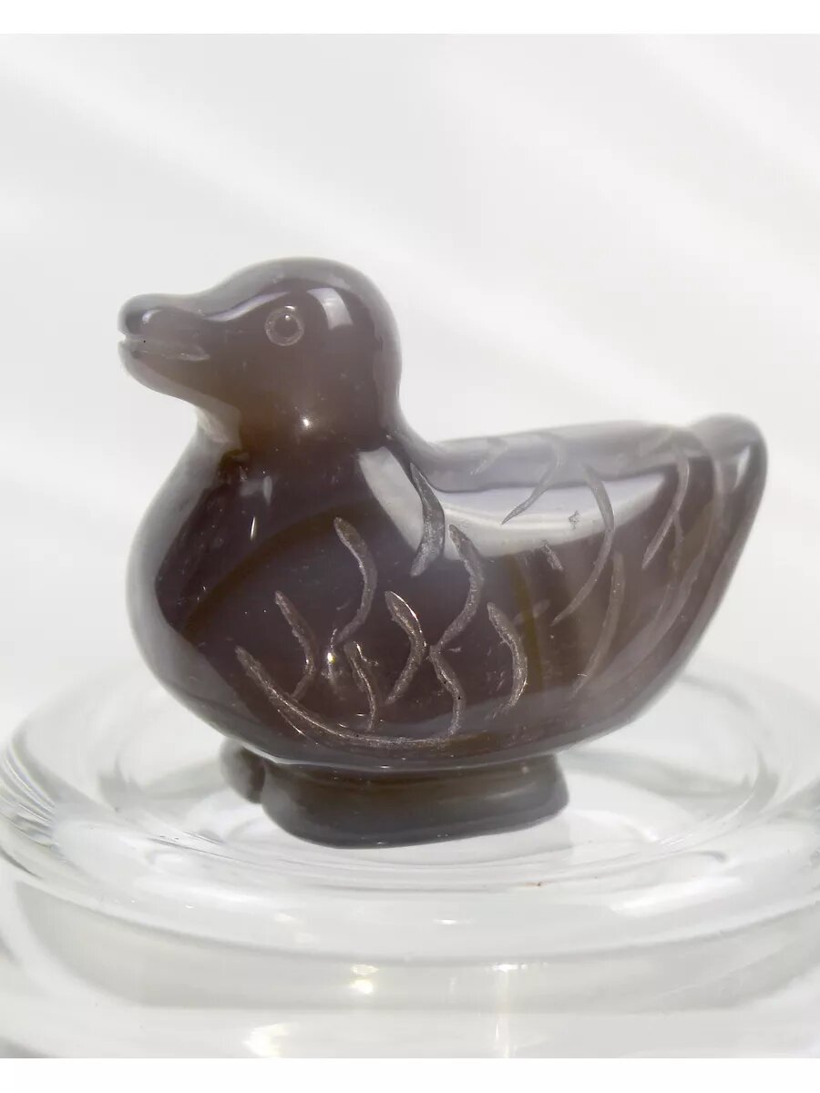 Утка Агат серый. Натуральный камень. 4х2х3см