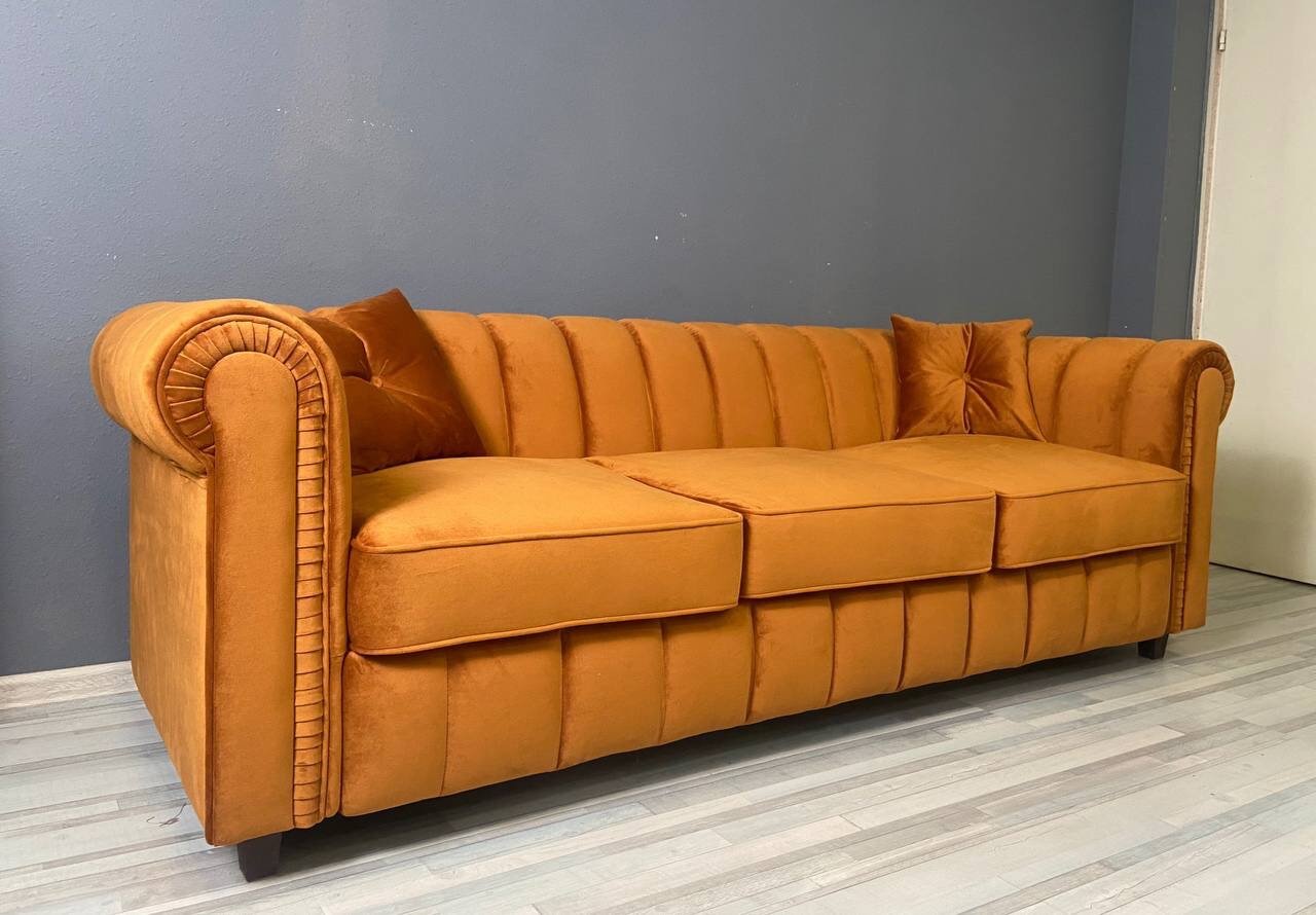 Диван "EVA MARANNI Лайн"220см, велюр, антивандальный, 3 места