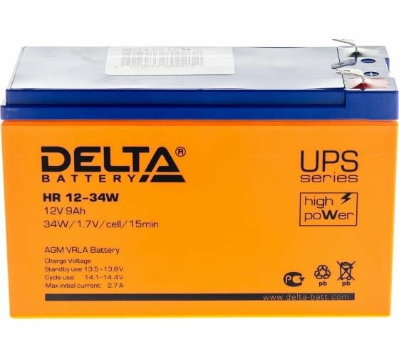 Аккумуляторная батарея Delta HR 12-34 W (12/9 В/Ач)
