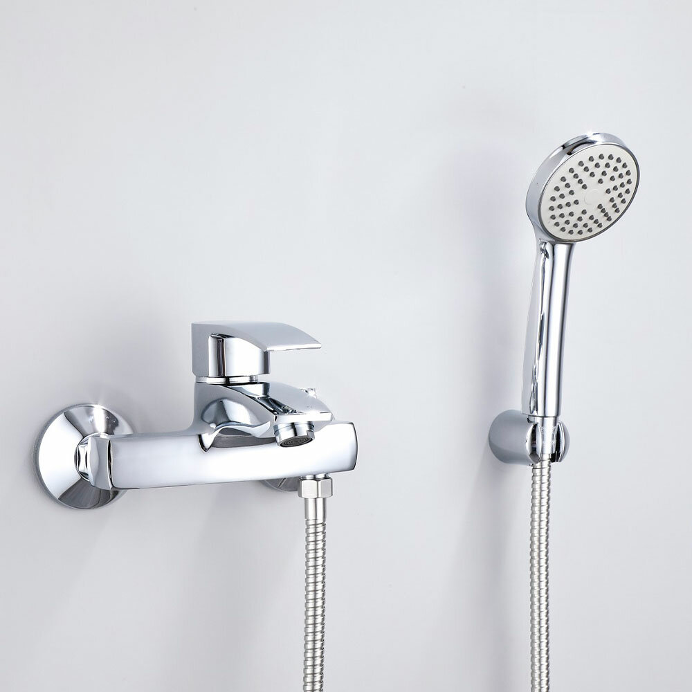 Смеситель для ванны и душа с лейкой и шлангом из латуни Hansen H30009 хром