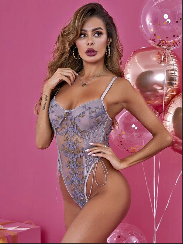 Женское нижнее белье, сетчатая вышитая домашняя одежда, женский боди с подвязками