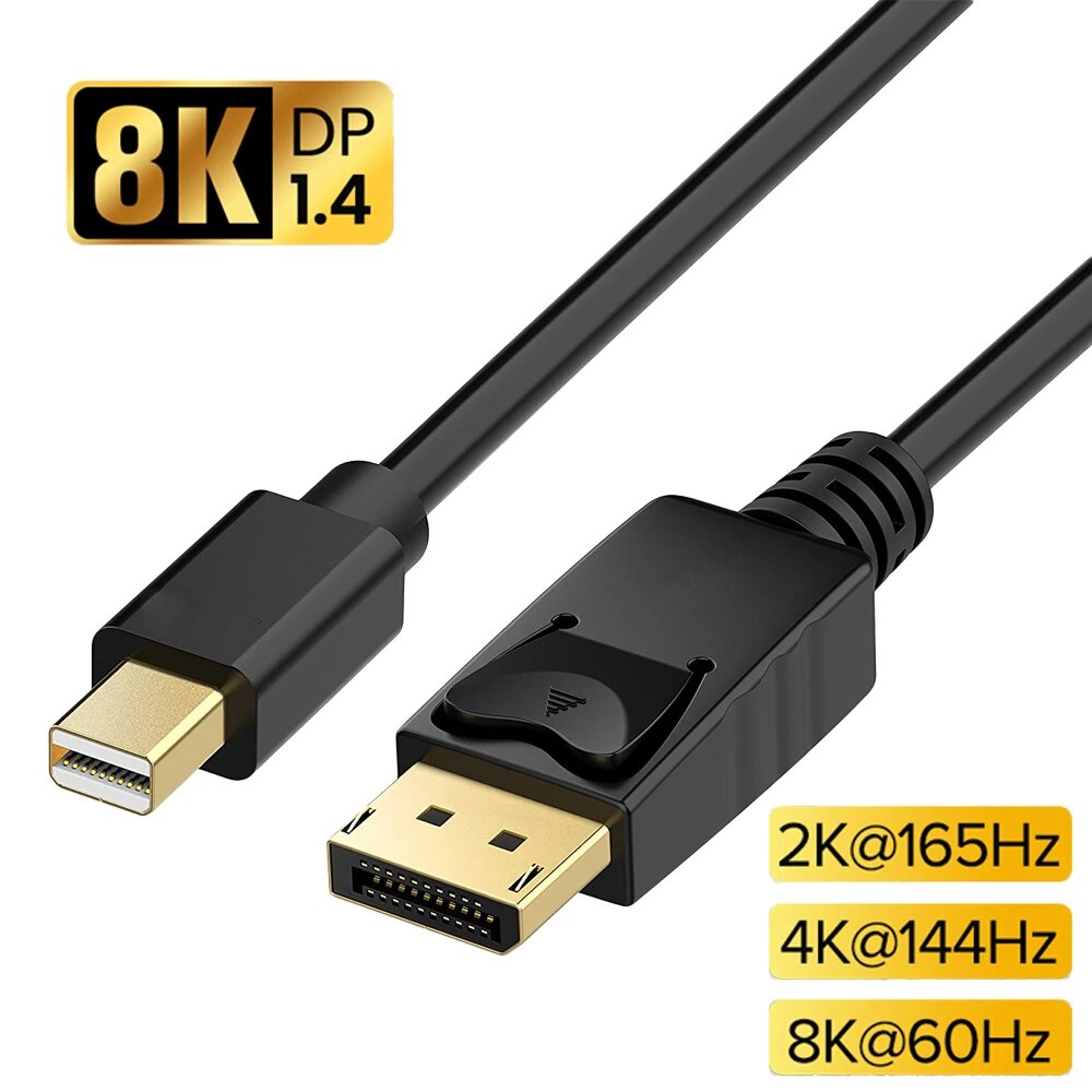 Лучший кабель 2026 года: 4K@144Гц DP 1.4 для ПК, Thunderbolt 2K@165Гц, Mini DP - DP 1.4, 8K 1 meter