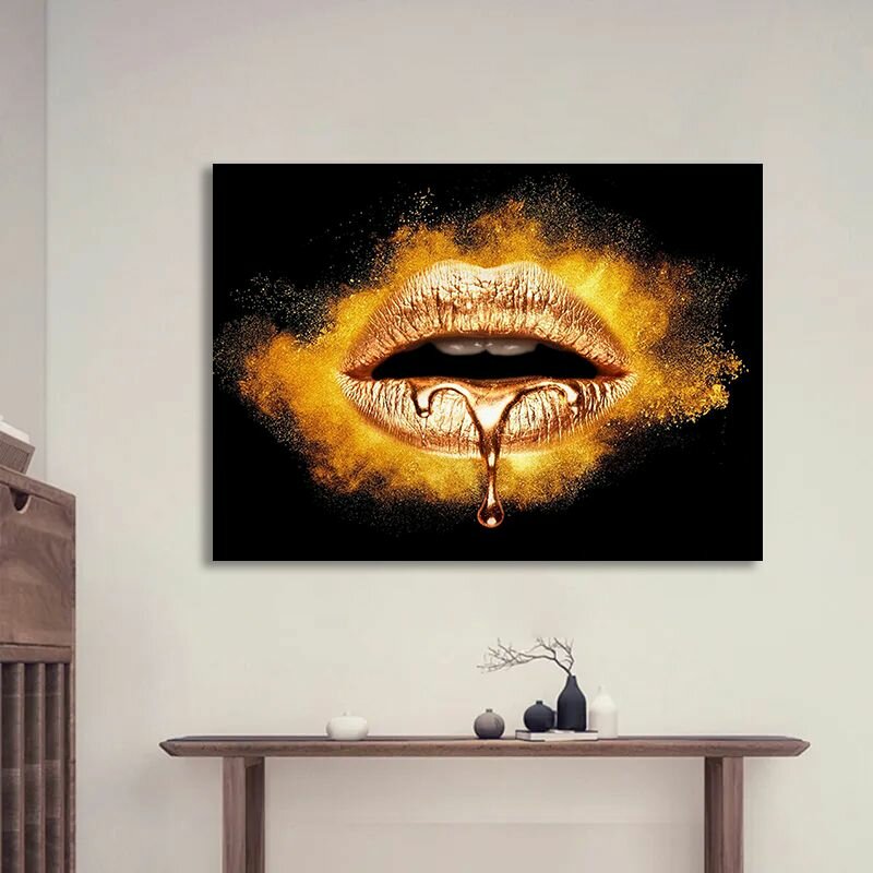 Картина ВсеКартины. тут "Золотые губы", в стиле поп-арт, холст, дерево, 30х20 см