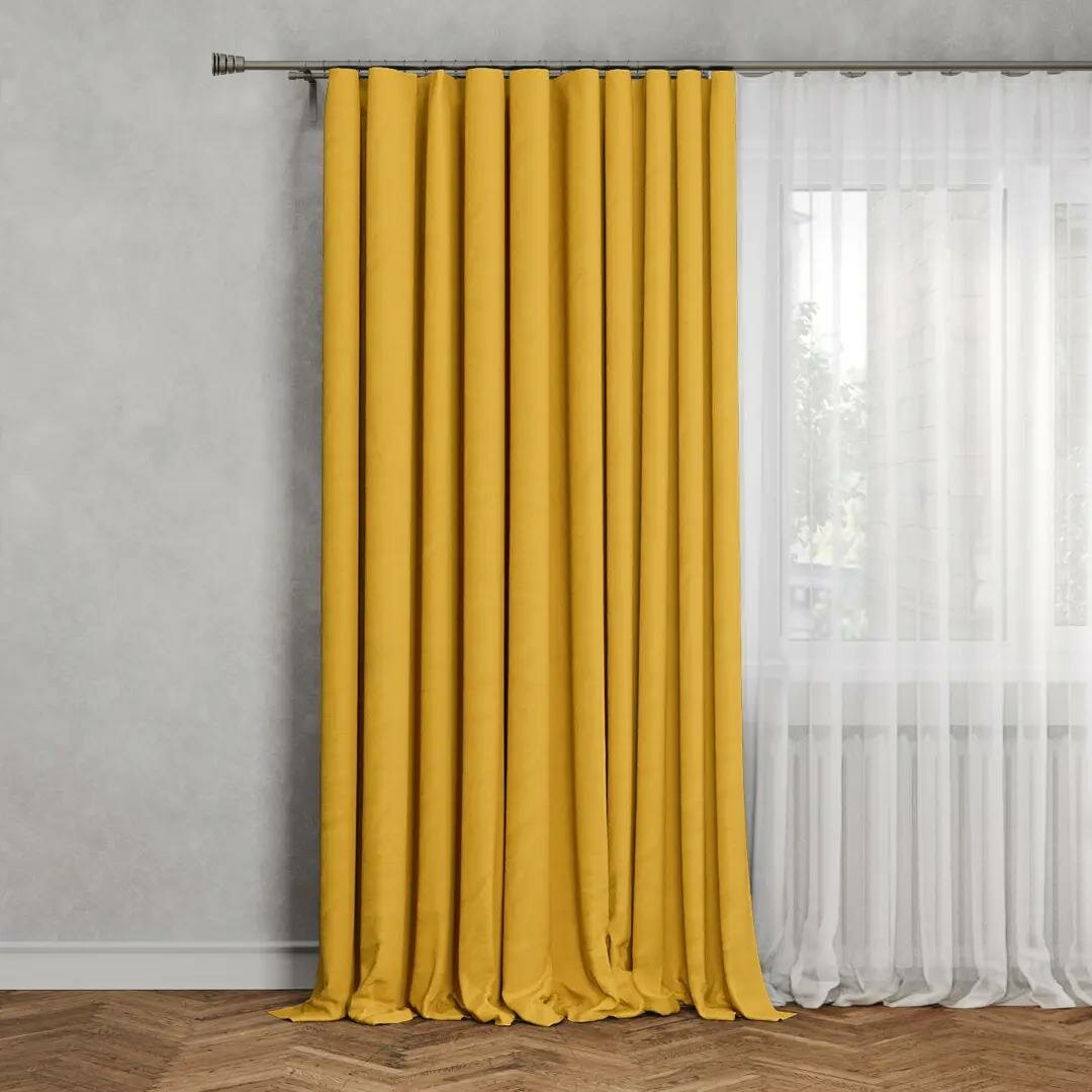 Штора на ленте со скрытыми петлями Inspire Lidia Solemio 140x280 см цвет желтый