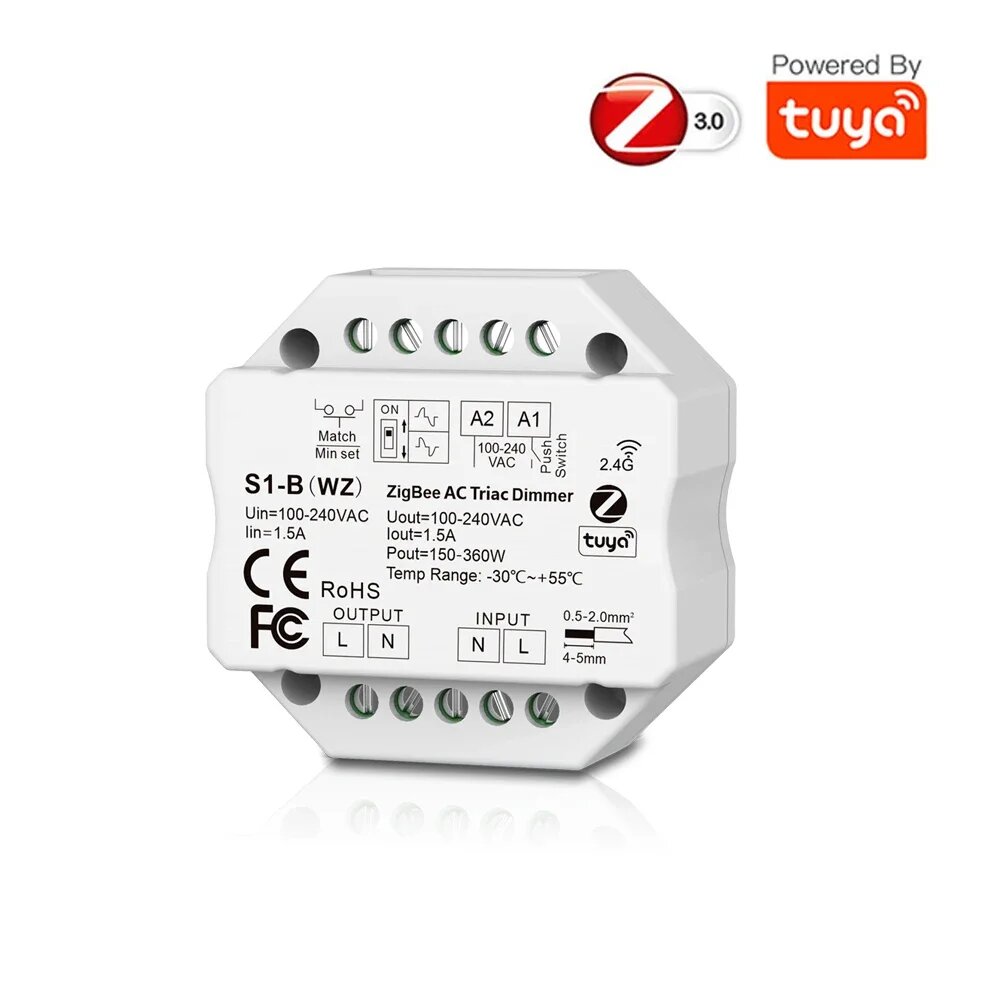Диммер Tuya Zigbee 3.0 S1-B(WZ) Белый
