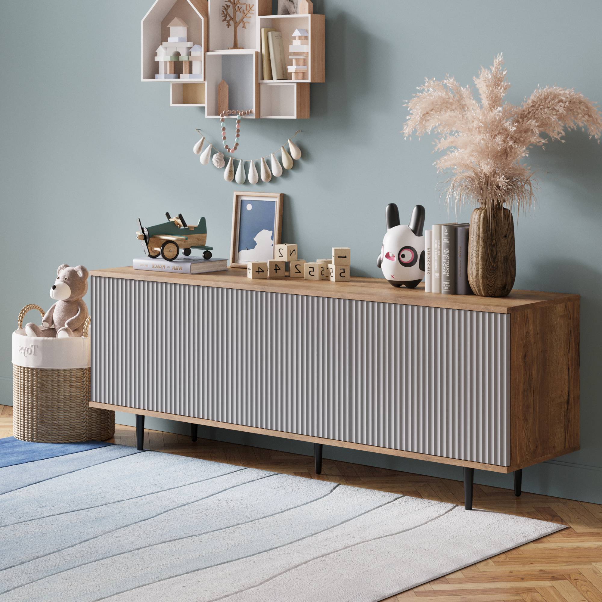 Тумба под телевизор на ножках "Бирмингем" V6, тумба ТВ напольная 163.4х40.7х60.6