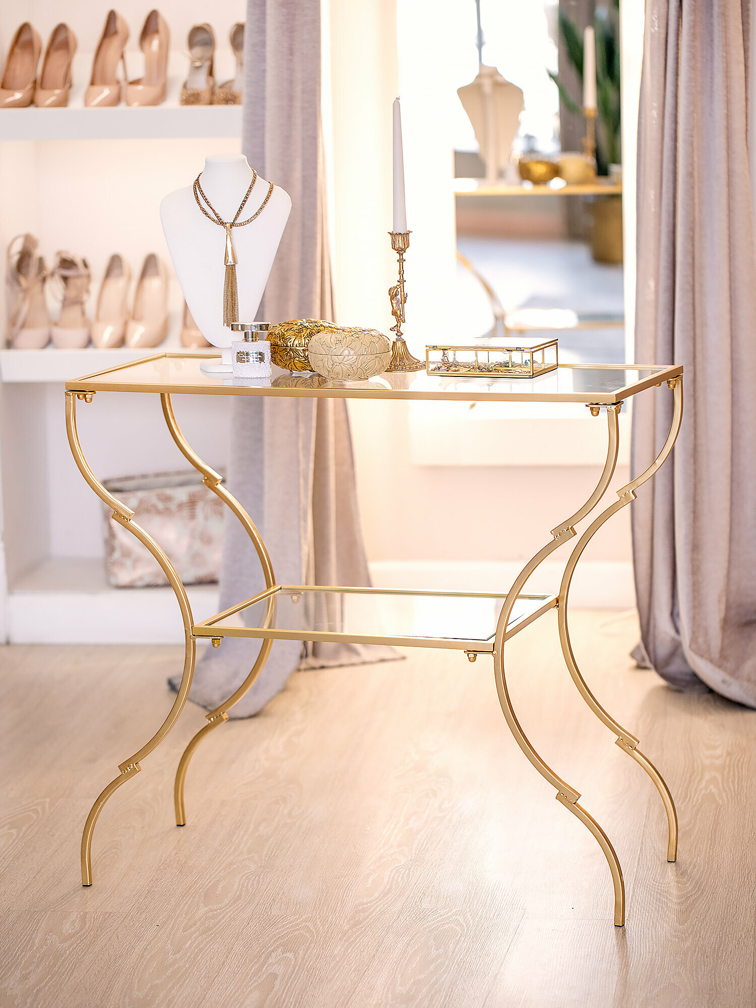 54-145 Столик со стеклянной столешницей 90x36x81см, Металл, стекло, Glasar