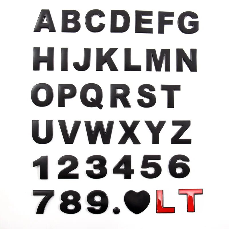 Металлическая 3d-наклейка в виде букв и цифр для автомобиля Black, 2.4cm, number(1)