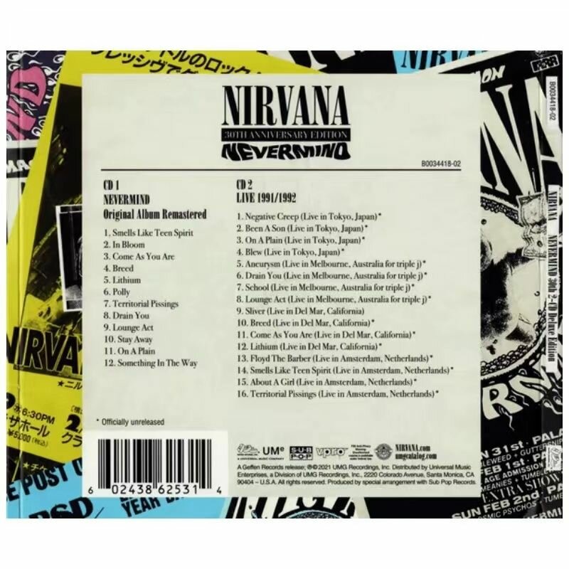 Виниловая пластинка Nirvana - Nevermind, 2021(30th Anniversary Edition)CD