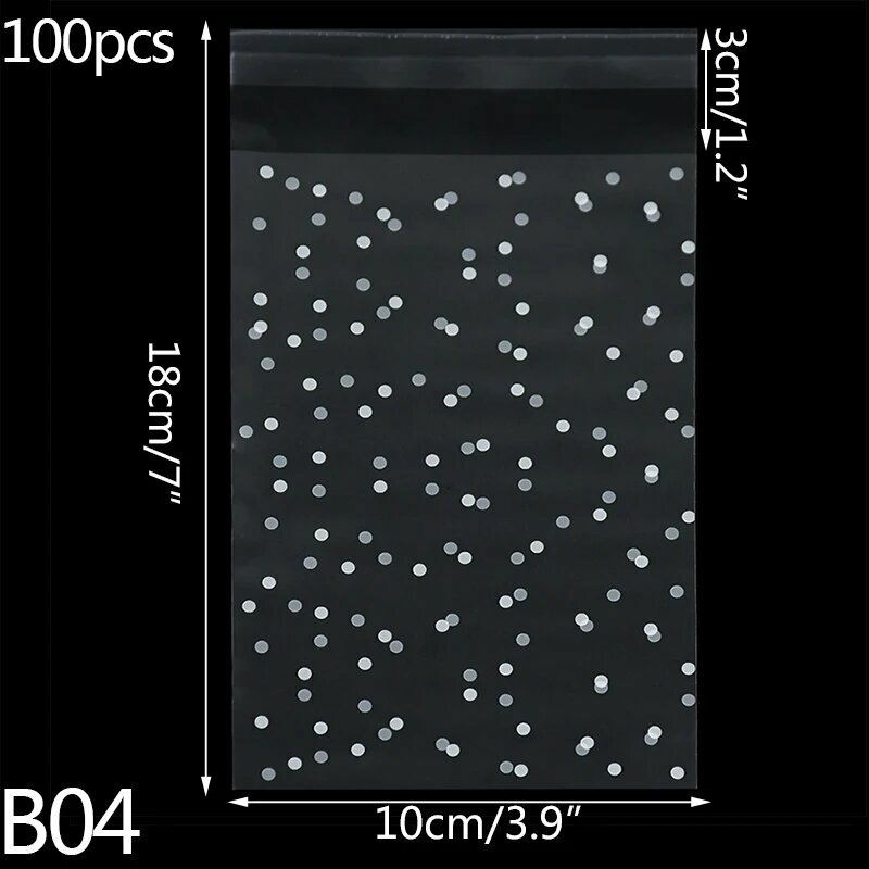 Черные полиэтиленовые пакеты в горошек 100шт, 10x18см, B04