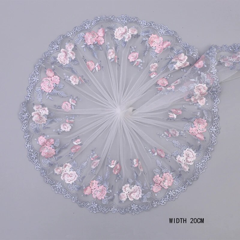 Синее кружево с цветочной вышивкой для рукоделия Style23