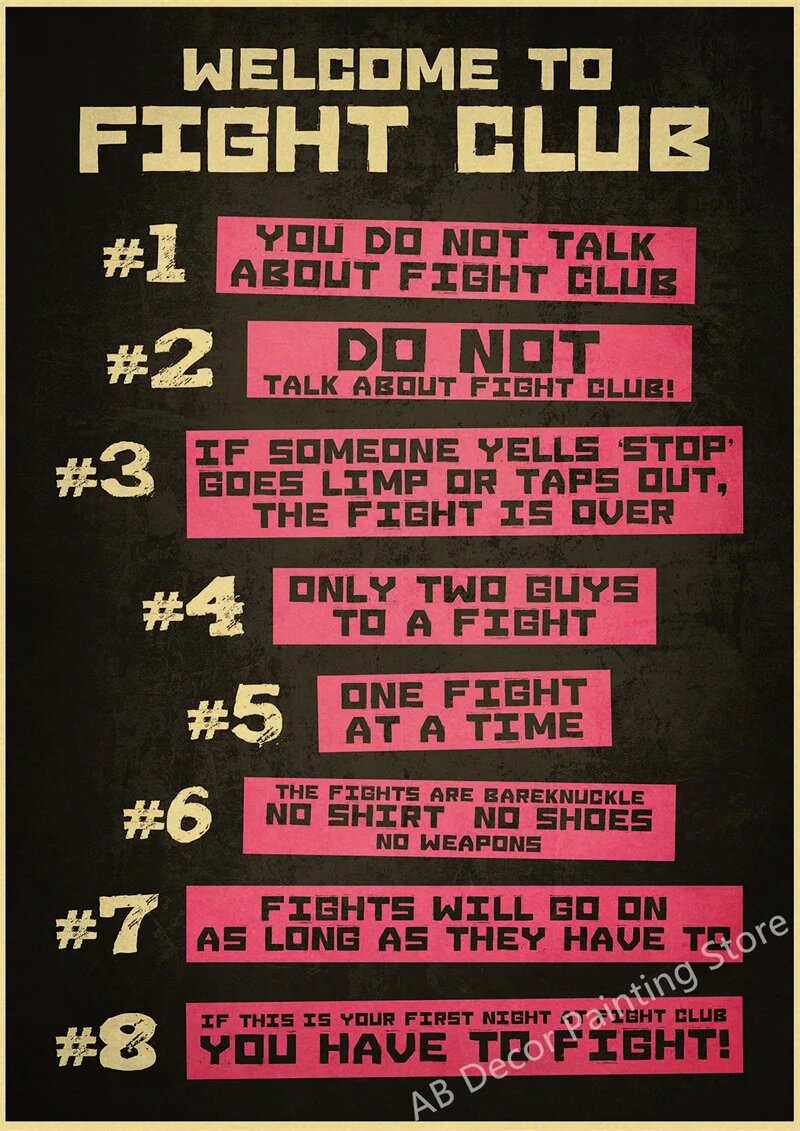 Ретро постер "Бой Клуб" на крафтовой бумаге Розовый, 21, A3 16.5x11.8inch