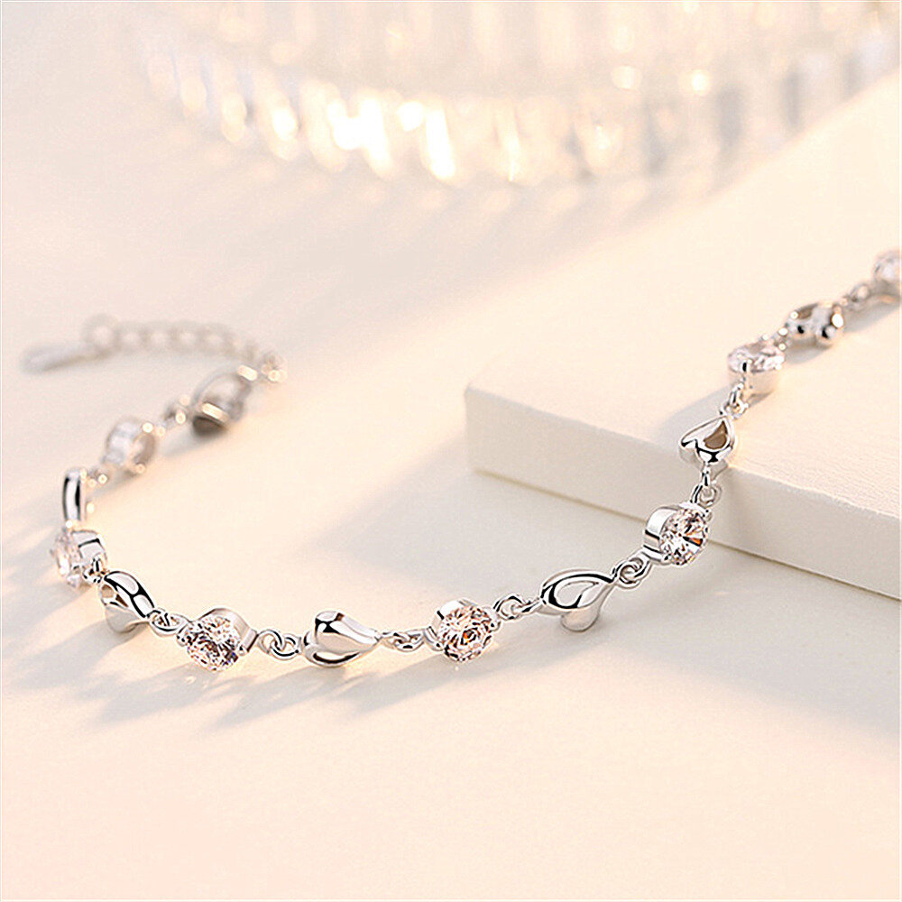 Браслет-цепочка, кристалл, искусственный камень