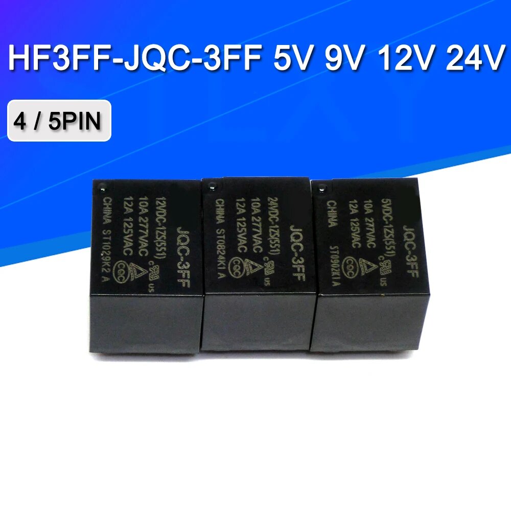 Реле JQC-3FF 5VDC/12VDC/24VDC 5шт