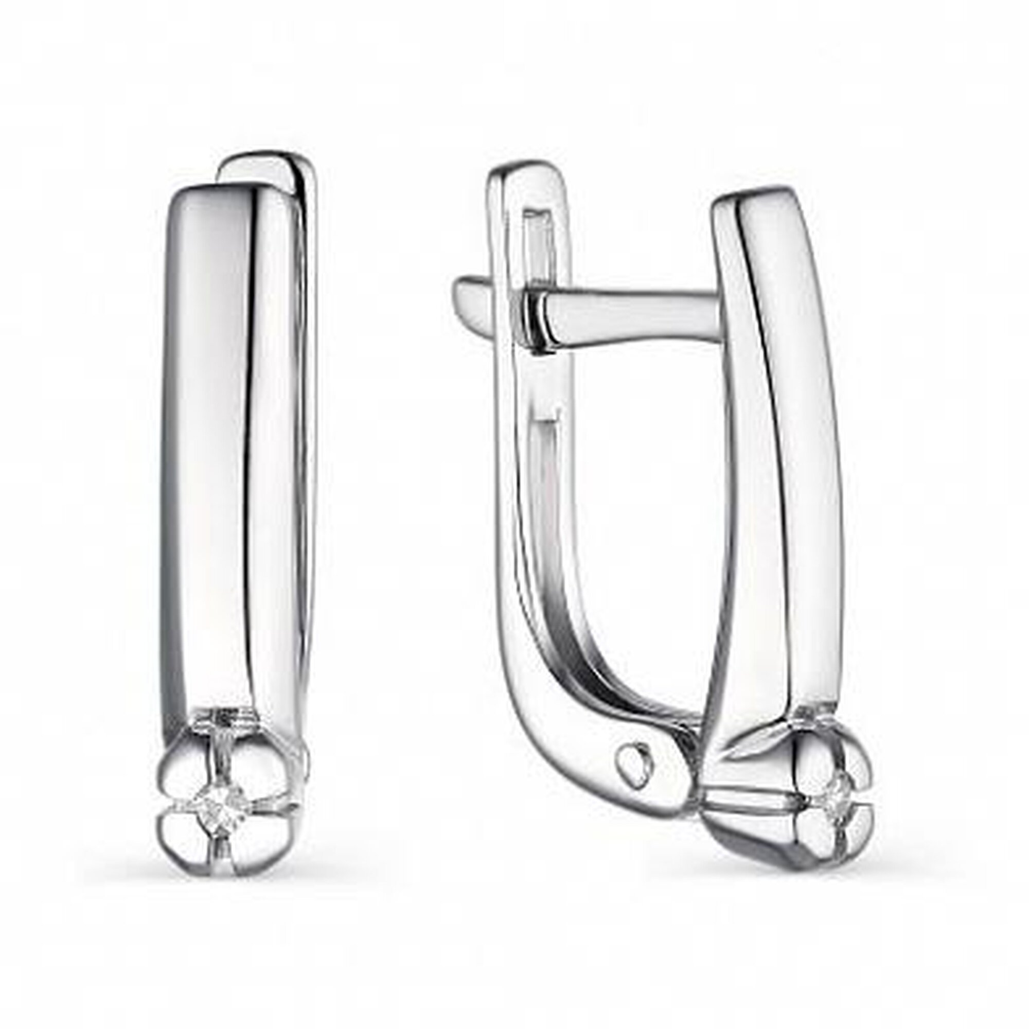 Серьги, серебро, 925 проба, родирование, бриллиант