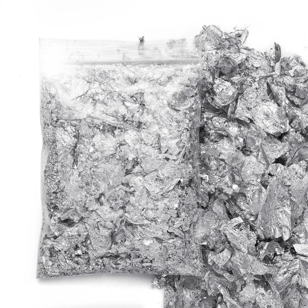 Фольгированные хлопья AGCFABS для эпоксидной смолы 2-10г Серебряный, 2 Grams, Silver