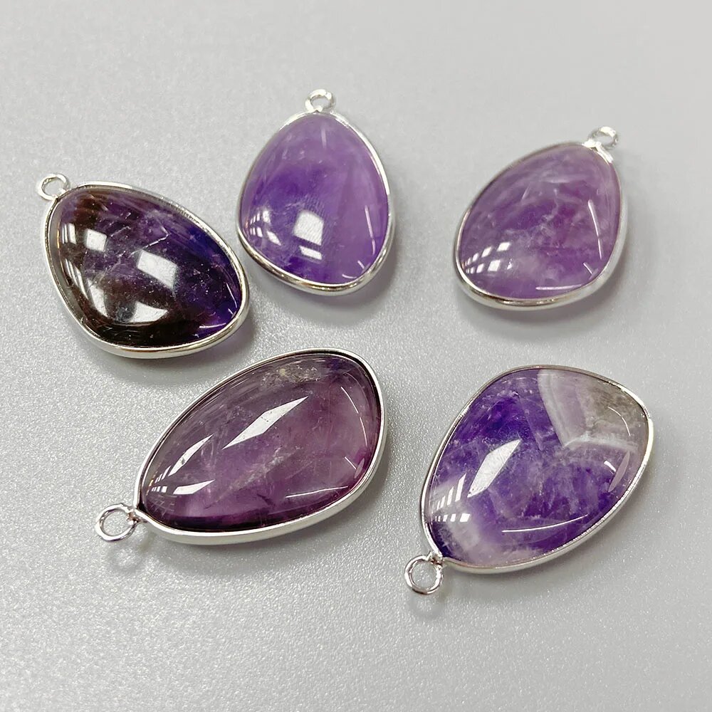 Подвески из природного камня Rainagem аметист кварц лазурит Фиолетовый, 2 Pieces, NO.11 Amethyst