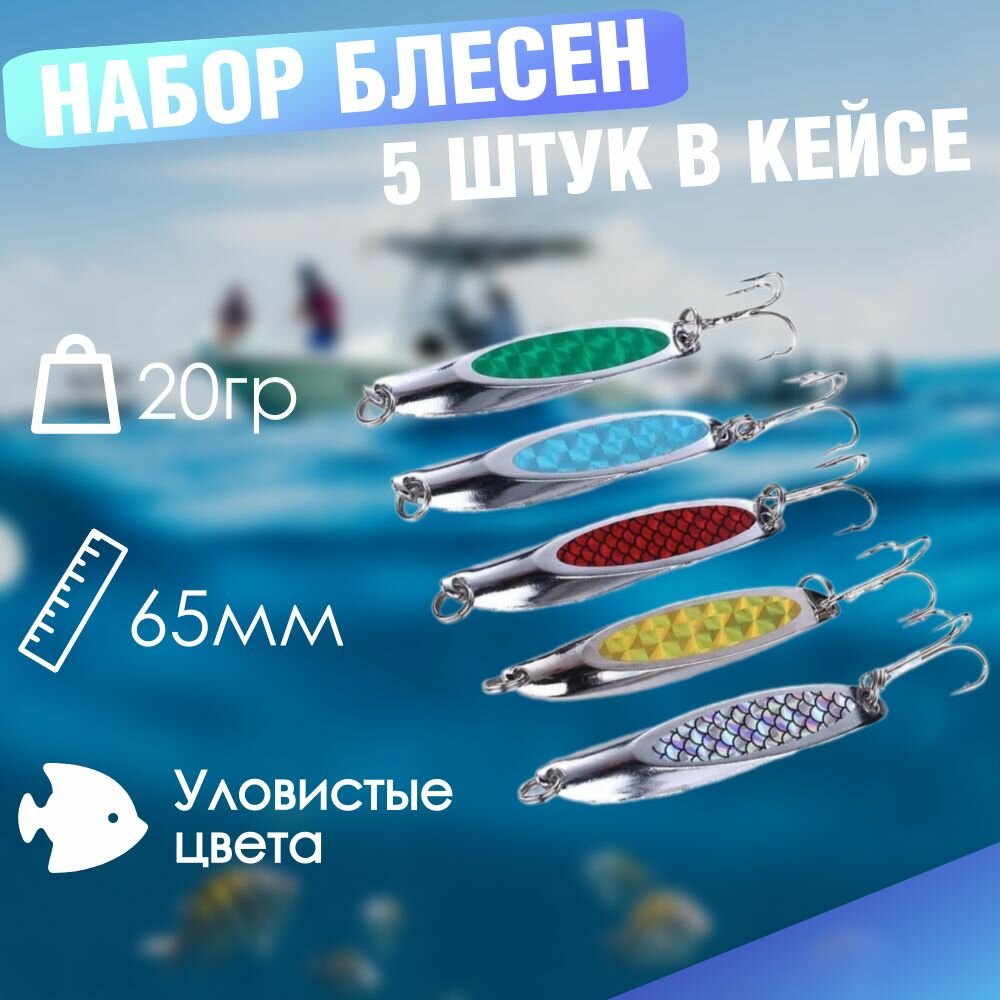 Блесна кастмастер набор 5шт 20гр в коробке на жереха, на щуку
