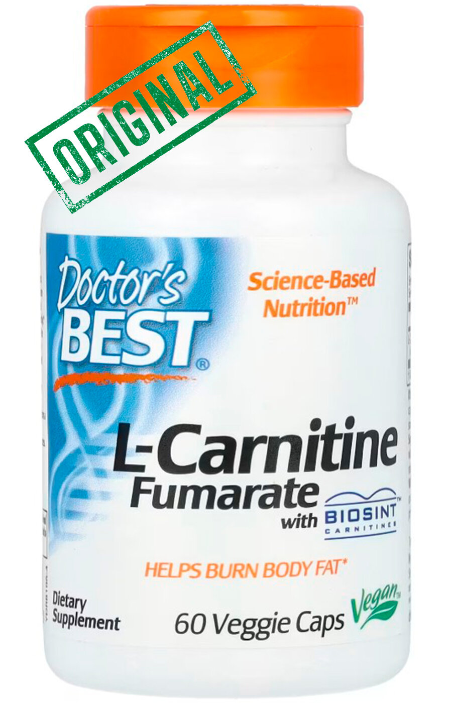 Doctor's Best, L-карнитин фумарат с карнитинами Biosint, 500 мг, 60 вегетарианских капсул