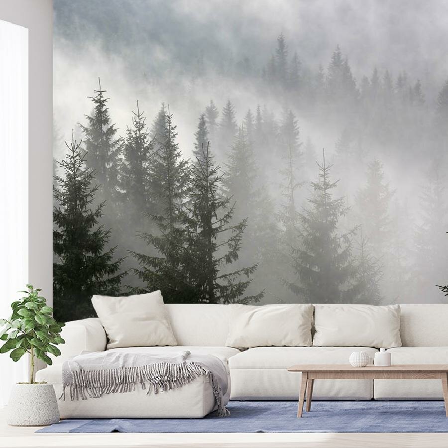 Фотообои Туманный рассвет 9-1167-S-Холст 270 x 200 см (ВхШ) Бесшовные, флизелиновые, влагостойкие обои MasterFresok