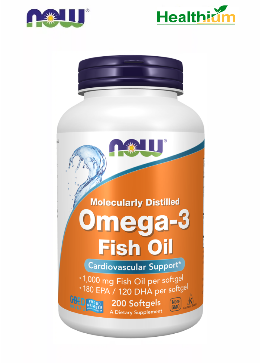 NOW Omega-3 1000мг 200 софтгелевых капсул Нау Омега 3 1000 мг Рыбий жир, жирные кислоты, витамины для сердца и сосудов, для мозга