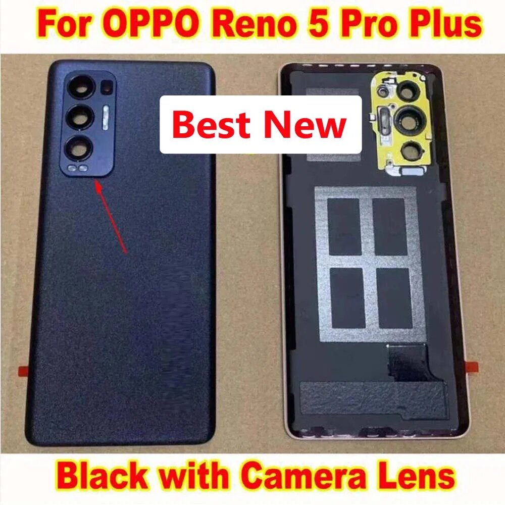 Крышка задняя для Oppo Reno5 Pro+ Black No Lens