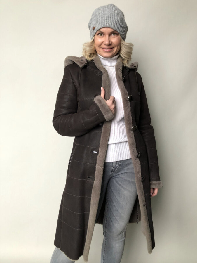 Дубленка женская тм STACCATO (Турция) съемный капюшон р.38-40 /11922/