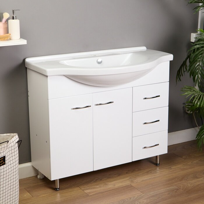 Комплект мебели для ванной: тумба «Элеганс 100/3», раковина «Эльбрус», 970×330×820 мм, цвет белый