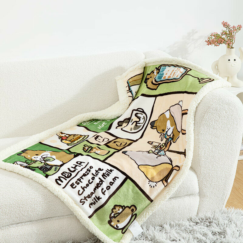 Flash Pad Cartoon Blanket Nap Sofa Blanket Autumn and Winter Thick Leg Cover Shawl Lazy Single Office Air Conditioning Blanket