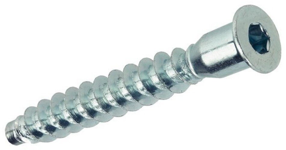 Мебельная стяжка Element / Элемент евровинт, из стали, цвет серый, 7х50мм, 50шт. / фурнитура