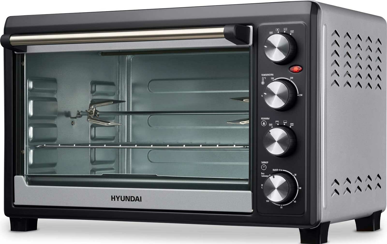 Мини-печь Hyundai MIO-HY076 45 л, 2000 Вт, серебристый/черный