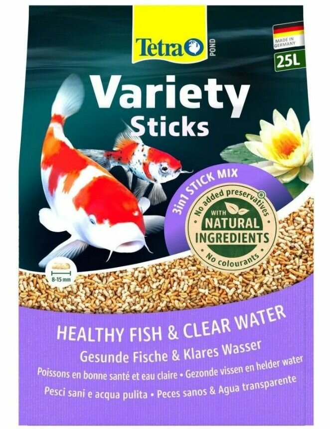 Корм Tetra Pond Variety Sticks для прудовых рыб (3 вида палочек) 25 л
